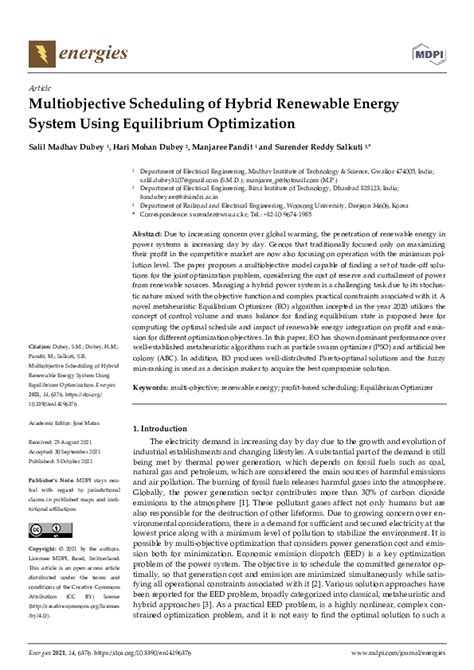 pdf multiobjective scheduling of hybrid renewable energy system using