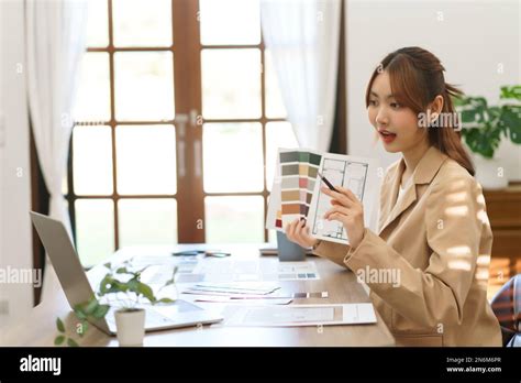 Architecture Concept Female Architect Presenting House Interior Design To Client On Video Call