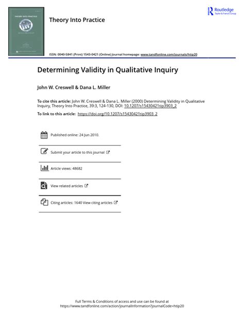 Determining Validity In Qualitative Inquiry Pdf Qualitative Research Validity Statistics