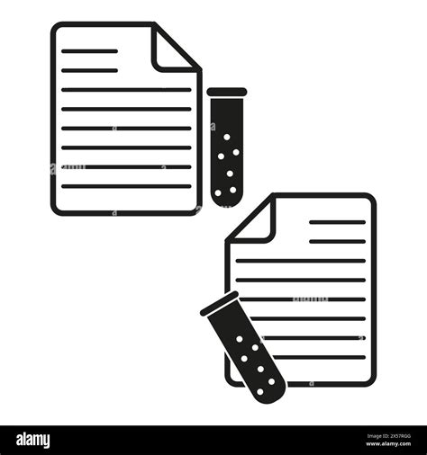 Document And Test Tube Icons Vector Scientific Research Paperwork