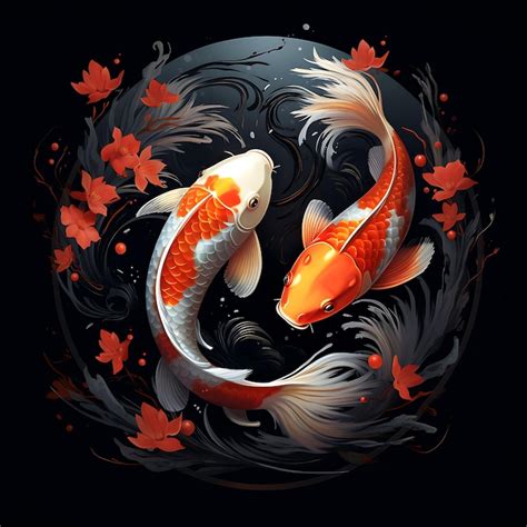 Premium Photo Two Koi Fish Yin And Yang Poster