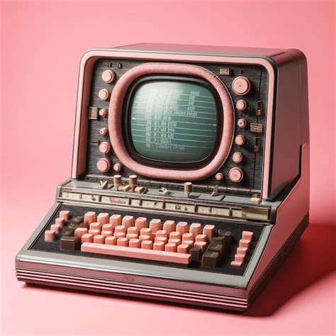 Computador Dos Anos 50 Em Um Fundo Rosa Retro Futurismo Foto Premium