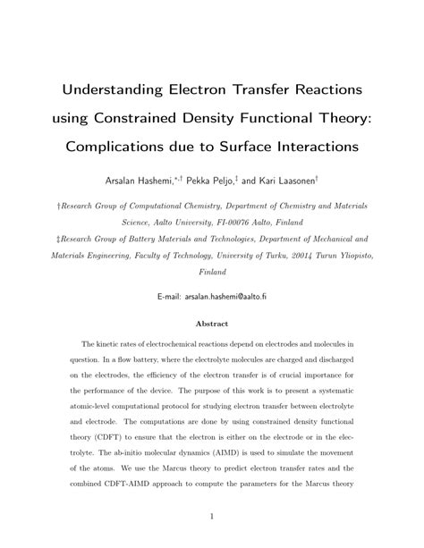 Pdf Understanding Electron Transfer Reactions Using Constrained Density Functional Theory