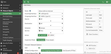 fortigate firewall not pinging to the internet shows dns unreachable
