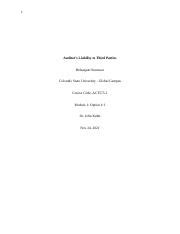 Act 575 CT Module 1 Option 1 Docx 1 Auditor S Liability To Third Parties Brihaspati Sunuwar