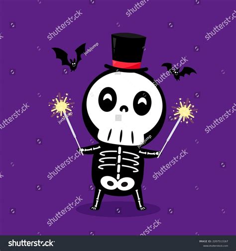 Cute Halloween Cartoon Skeleton