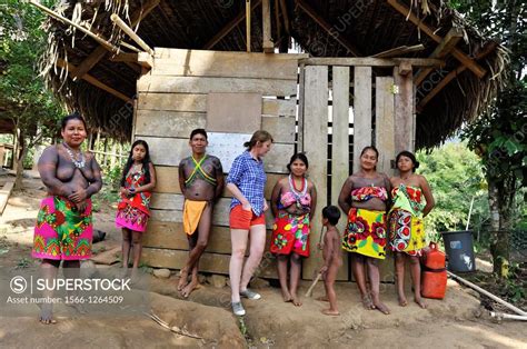 Young European Woman Talking With Women Of Embera Native Community