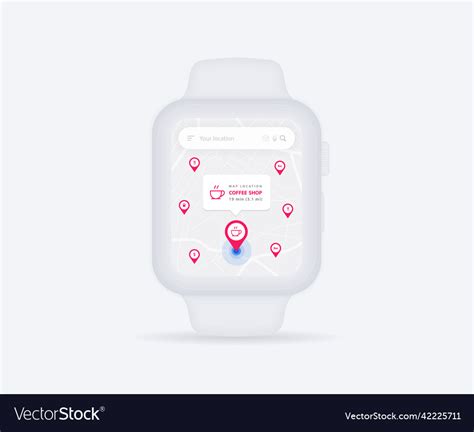 Smartwatch Map Gps Navigation App Ux Ui Concept Vector Image