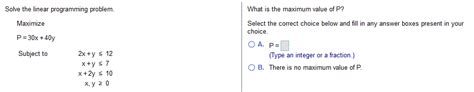 Solved Solve The Linear Programming Problem Maximize P30x
