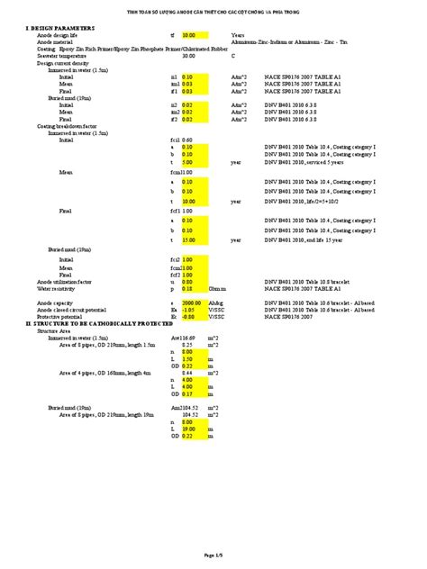 Calculation Sacrificial Anode For Structure Pdf Electrochemistry