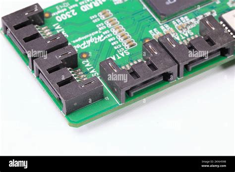 Close Up Serial Atasata Connector On Raid Controller Board Sata Is