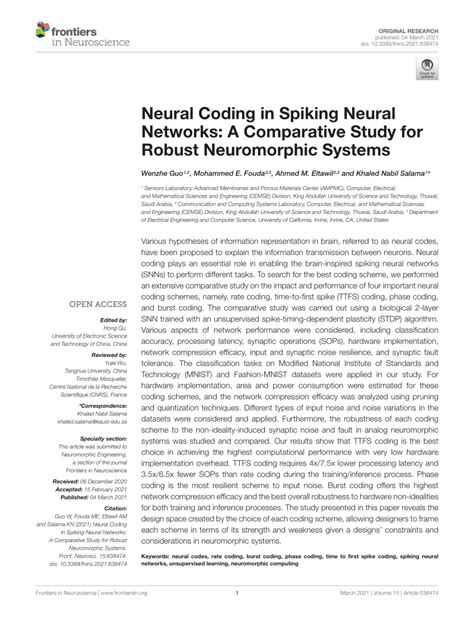 Pdf Neural Coding In Spiking Neural Networks A Comparative Study For