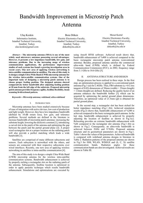 Pdf Bandwidth Improvement In Microstrip Patch Antenna