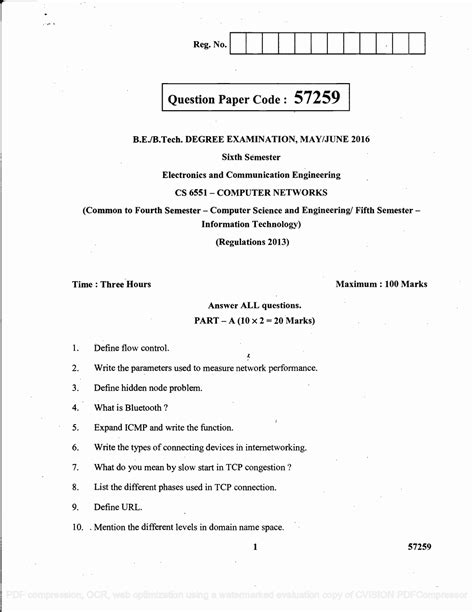 Anna University Cs 6551 Computer Networks For Electronics And Communication Engineering May