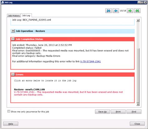 Incrimental Restore Fails With Erased Media Vox