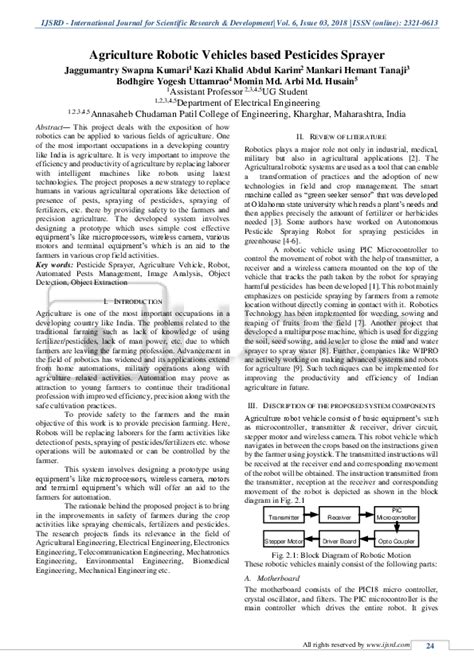 Pdf Agriculture Robotic Vehicles Based Pesticides Sprayer