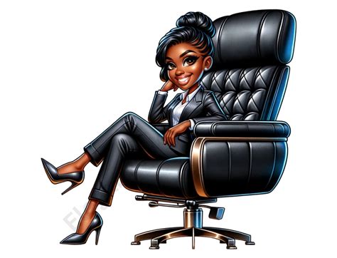 Cartoon Black Girl Business Woman Bundle Black Women Png Clipart Set