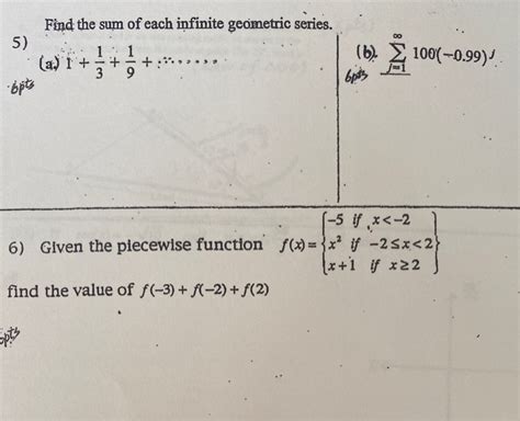 solved find the sum of each infinite geometric series 5