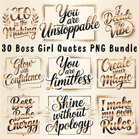 Boss Girl Quotes Png Clipart Bundle 30 Feminine Motivational Sayings