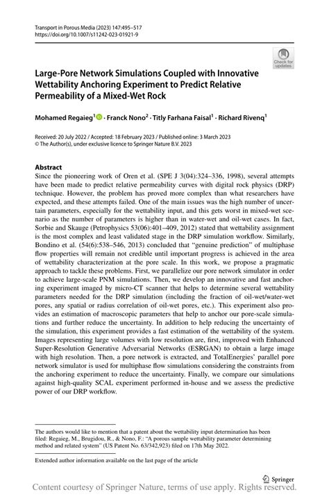Large Pore Network Simulations Coupled With Innovative Wettability Anchoring Experiment To