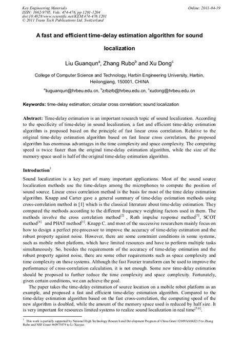 A Fast And Efficient Time Delay Estimation Algorithm For Sound Localization Scientificnet