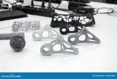 Black White Gray Models Printed On 3d Printer In Laboratory Office Stock Image Image Of