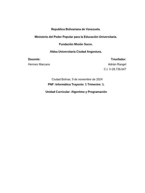 Algoritmo Y Programas Pdf Algoritmos Lenguaje De Programación