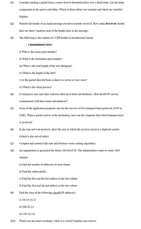Solved Q1 Consider Sending A Packet From A Source Host To