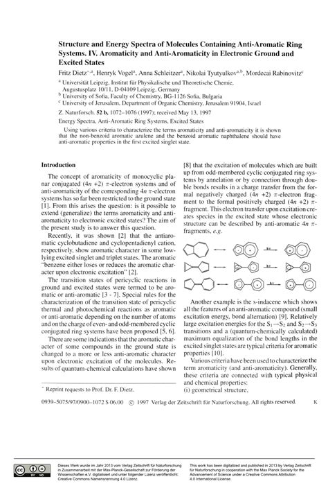 Structure And Energy Spectra Of Molecules Containing Anti Aromatic Ring