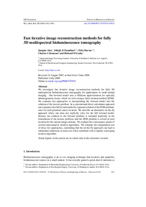 Pdf Fast Iterative Image Reconstruction Methods For Fully 3d