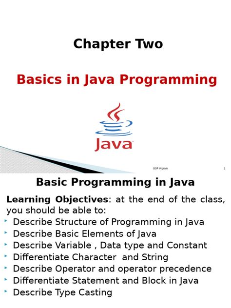 Oop Chapter 02 Basic Programming In Java Pdf Class Computer