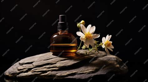 Premium Photo Spa Essential Oil On Aesthetic Dark Background With