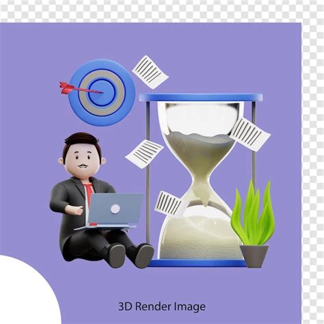 Premium Psd 3d Illustration Male Doing Task Deadline