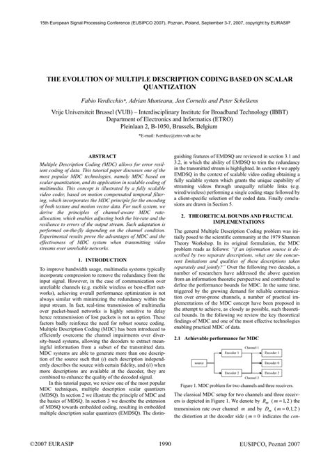 Pdf The Evolution Of Multiple Description Coding Based On Scalar