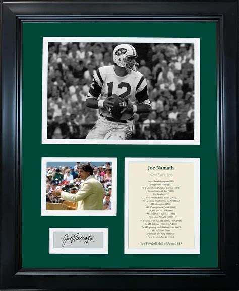 Framed Joe Namath Hall Of Fame Facsimile Laser Engraved Signature Auto