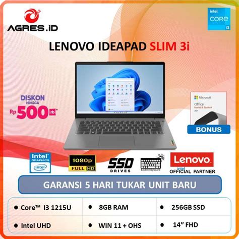 Promo LENOVO IDEAPAD SLIM IAU I U GB GB FHD WIN OHS ARCTIC GREY NON