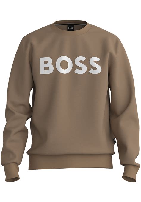 Boss Soleri Regular Fit Trui Katoen Heren Sweatshirt Middeldik Midden
