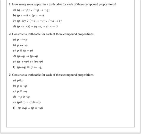 Solved How Many Rows Appear In A Truth Table For Each Of