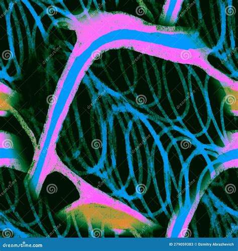 Seamless Neuron Cell Hypnotic Texture Human Neuron Cell Crayon
