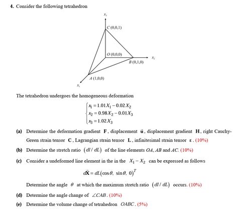 Solved Consider The Following TetrahedronThe Tetrahedron Chegg Com