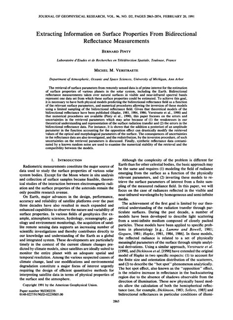 Pdf Extracting Information On Surface Properties From Bidirectional Reflectance Measurements