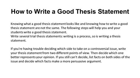How to Write a Good Thesis Statement - Writing a thesis statement for an essay Draft your thesis ...