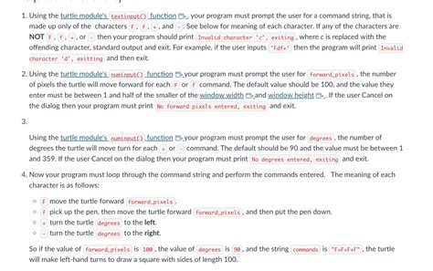 Solved Using The Turtle Module S Function G Your Chegg