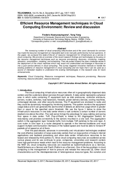 Pdf Efficient Resource Management Techniques In Cloud Computing