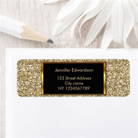 Glitter Gold Bling Classy Return Address Label Zazzle