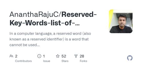 Github Anantharajucreserved Key Words List Of Various Programming
