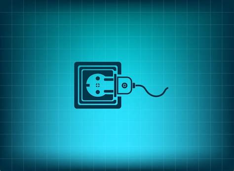 전기 소켓 기호 파란색 바탕에 터 일러스트레이션 프리미엄 벡터