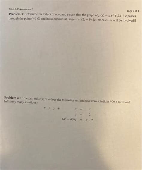 Solved Mini Self Assessment 1 Page 2 Of 4 Problem 3