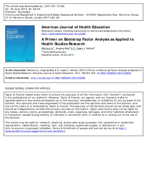 (PDF) A Primer on Bootstrap Factor Analysis as Applied to Health ...