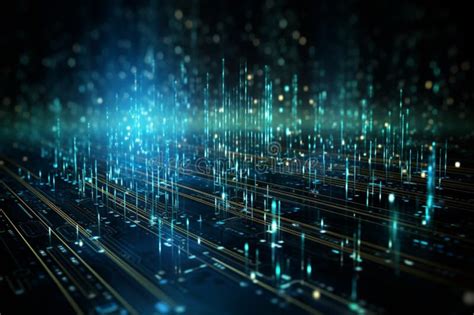 Binary Code Waves Depict Data Flow Digital Security In Internet Technology Stock Illustration